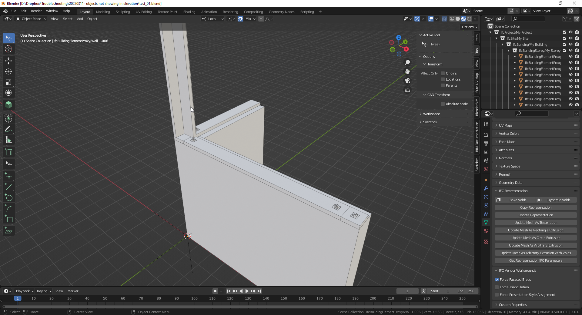 Revit Objects Show In 3d But Not Elevation OSArch